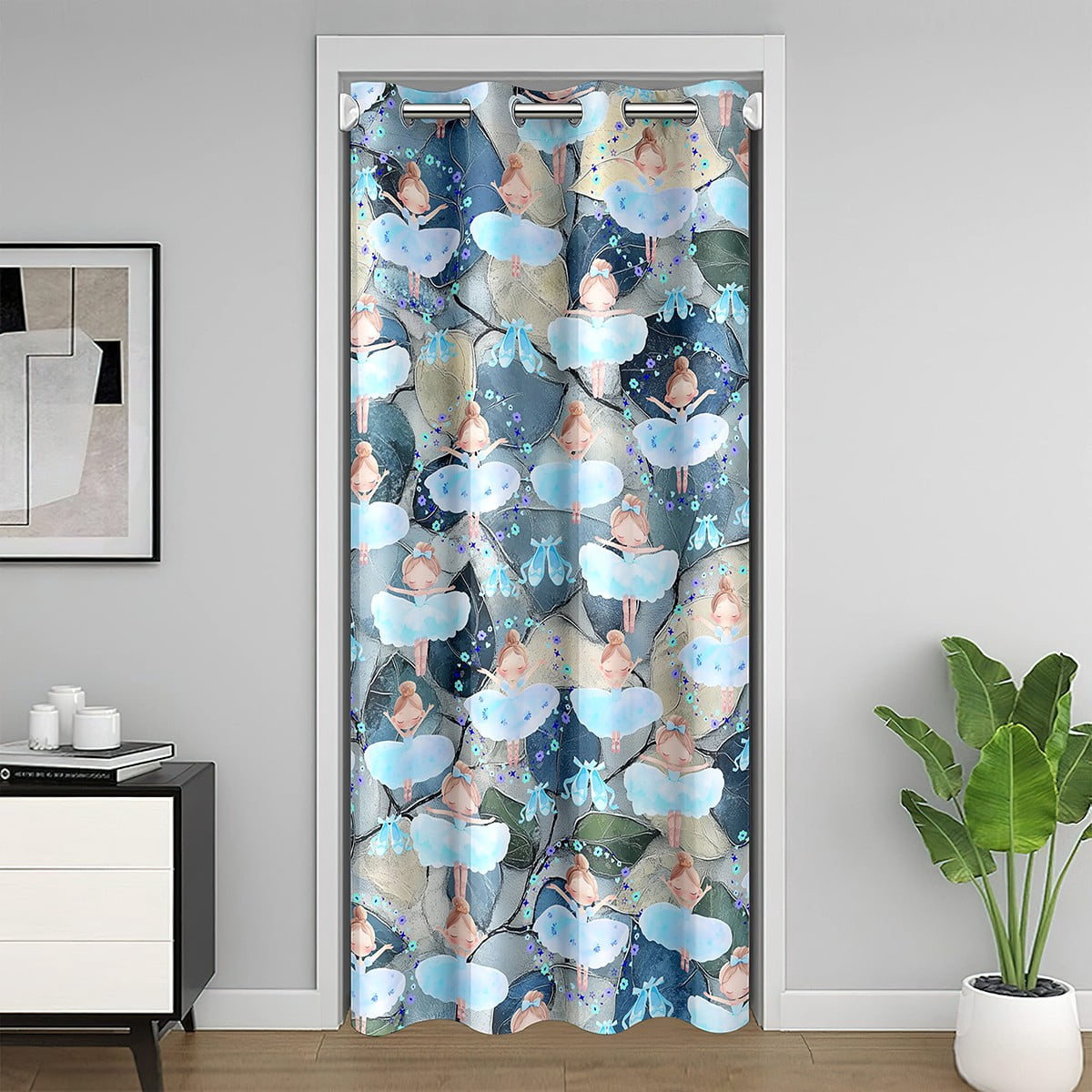 Erosebridal Ballet Princess Door Curtain Panel 80"x42",Blue Flower Room ...