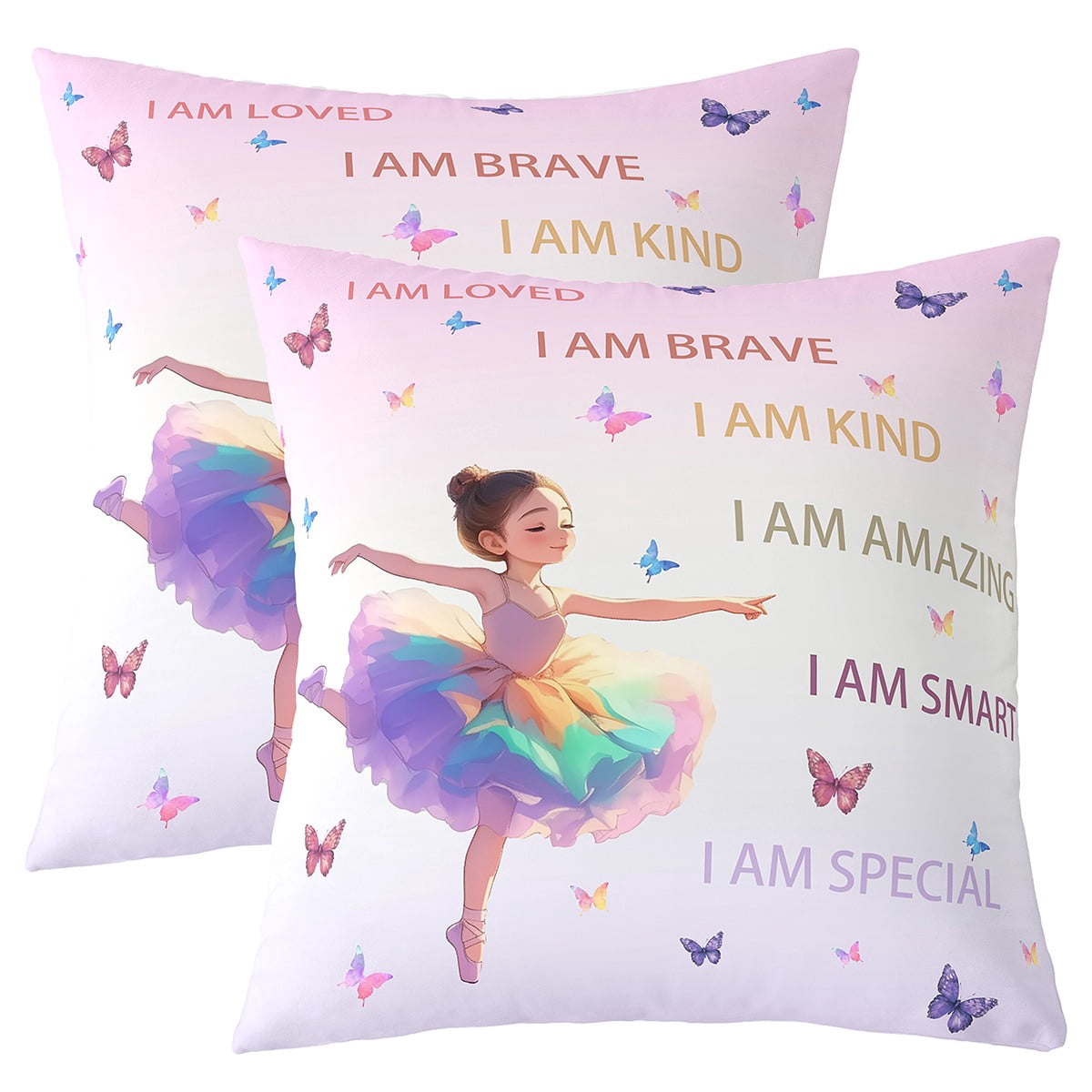 Erosebridal Ballet Princess Pillow Cases Set of 2, Positive Thoughts ...