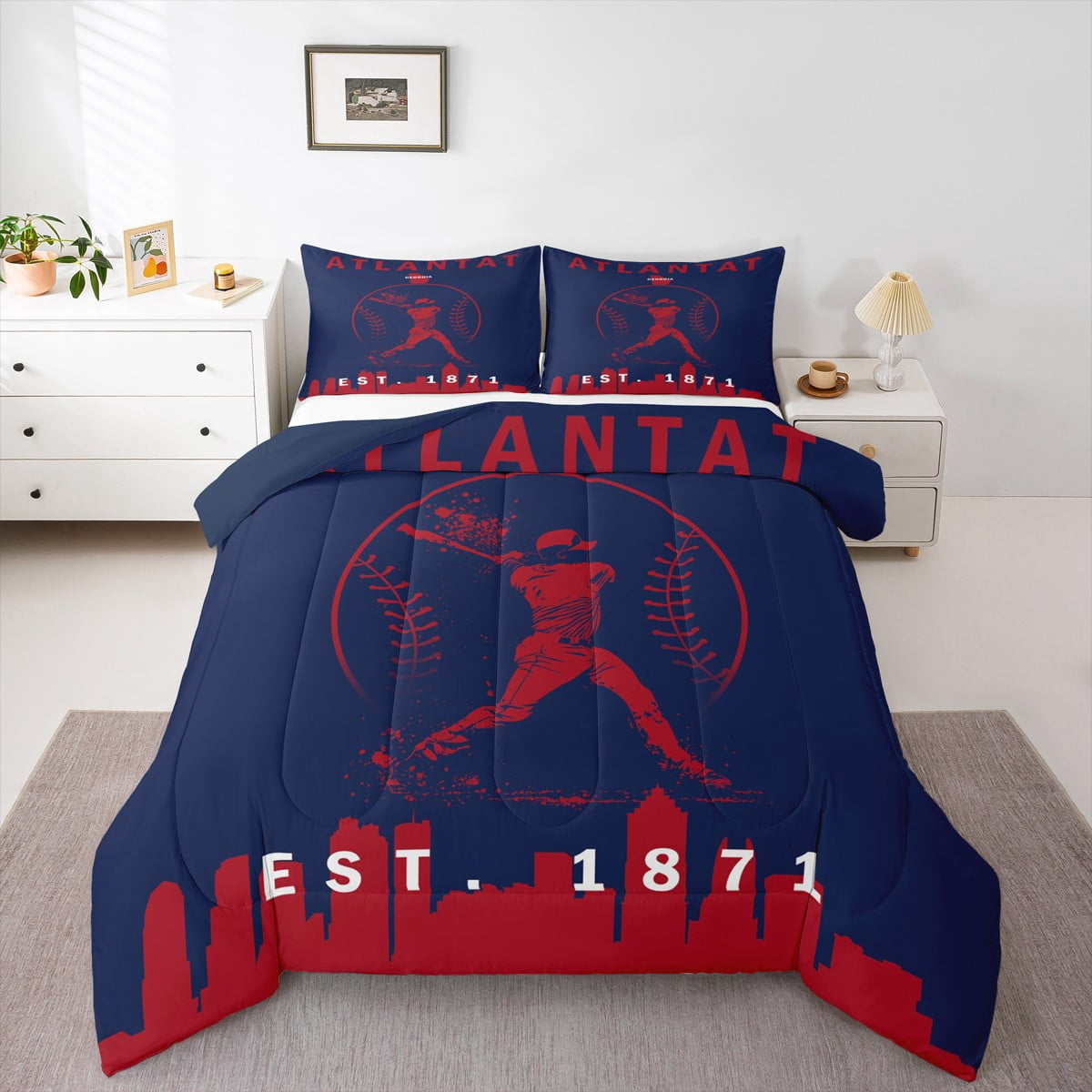 Erosebridal Baseball Athlete Bedding Full Comforter Set, Sports Lover ...