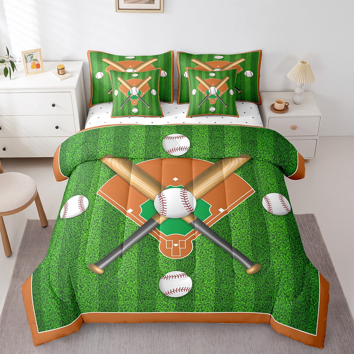 Erosebridal Baseball Bed in a Bag King size,Ball Court Bedding King ...