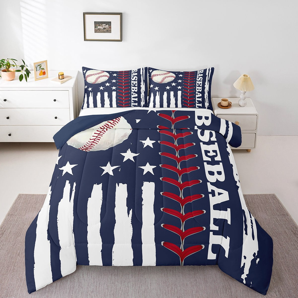 Erosebridal Baseball Bedding King Comforter Set Teens, American Flag ...