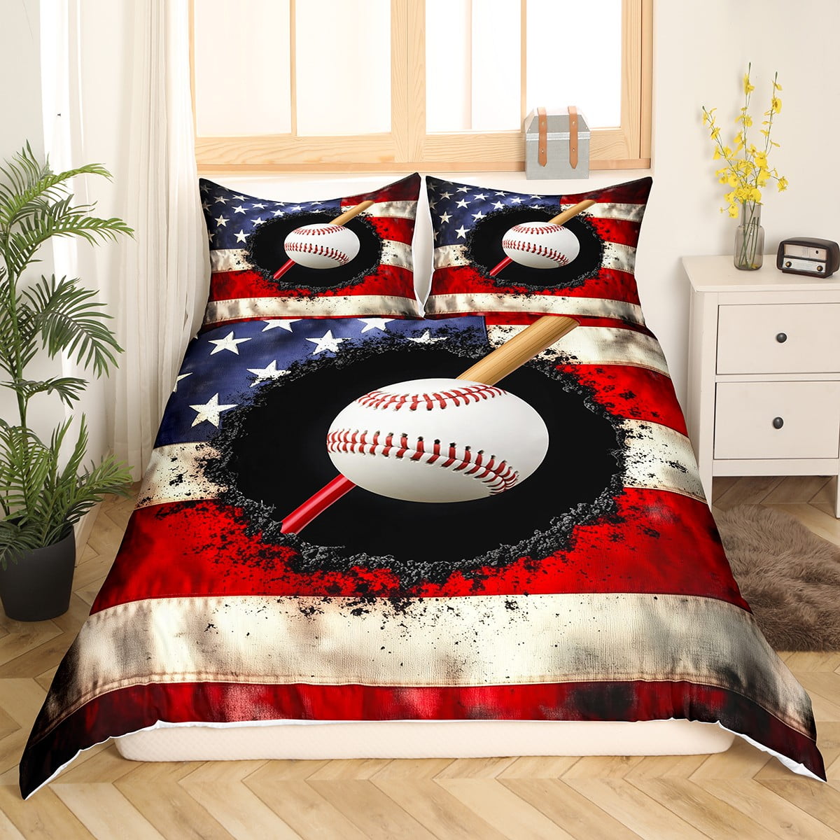 Erosebridal Baseball Duvet Cover Queen Size Baseball Games Bedding Set ...