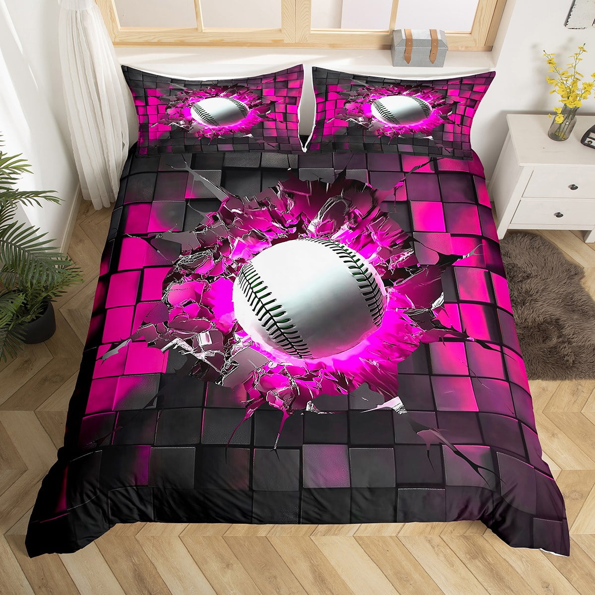 Erosebridal Baseball Duvet Cover Queen,Sport Themed Comforter Cover ...