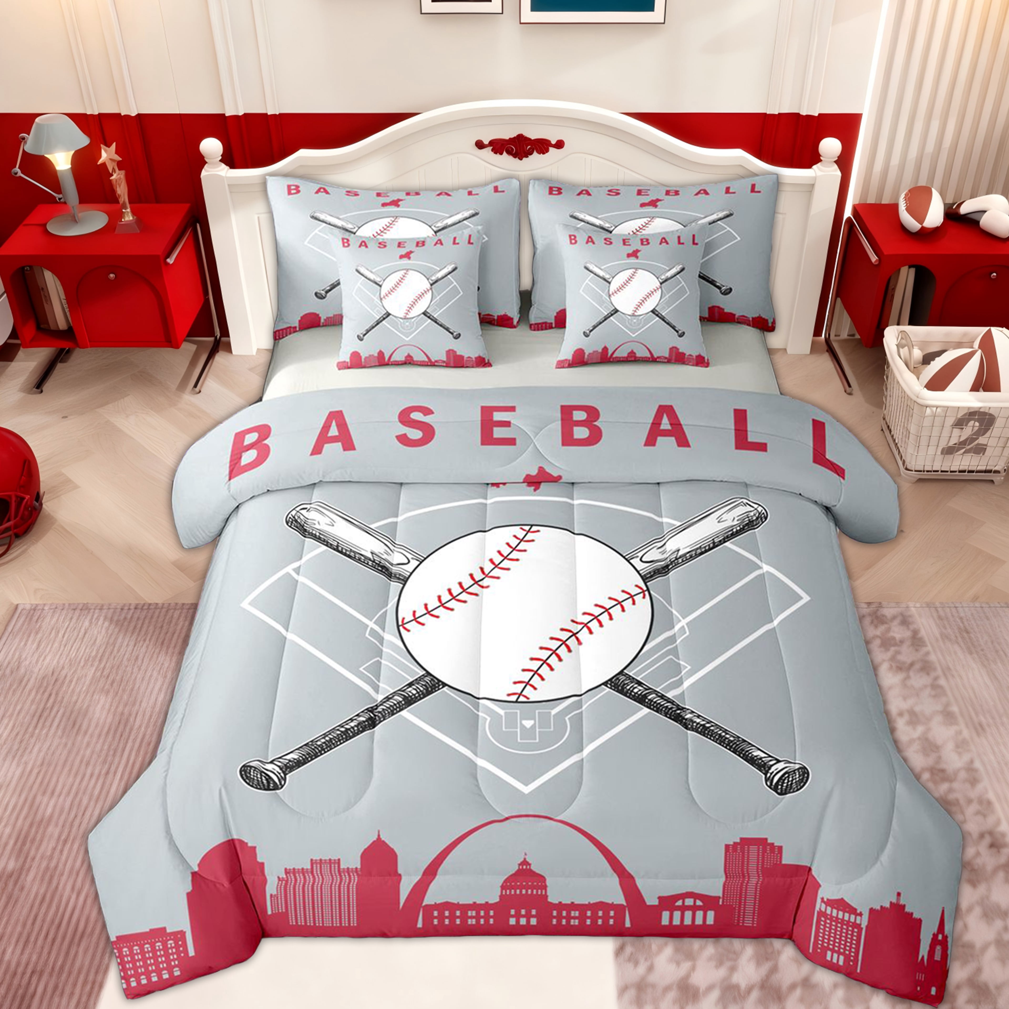 Erosebridal Baseball Gaming Boys Bedding Comforter Set 7pcs, Sport King ...