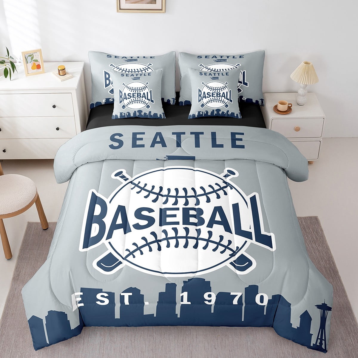 Erosebridal Baseball Player Bed in a Bag Twin size, Eat Sleep Bedding ...