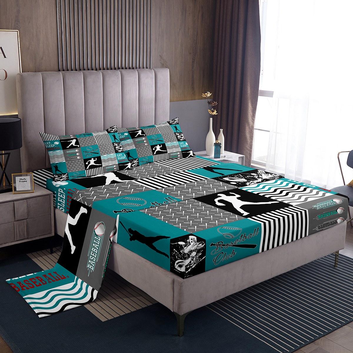Erosebridal Baseball Player Bed Sheets Set Queen Size,Game Theme ...