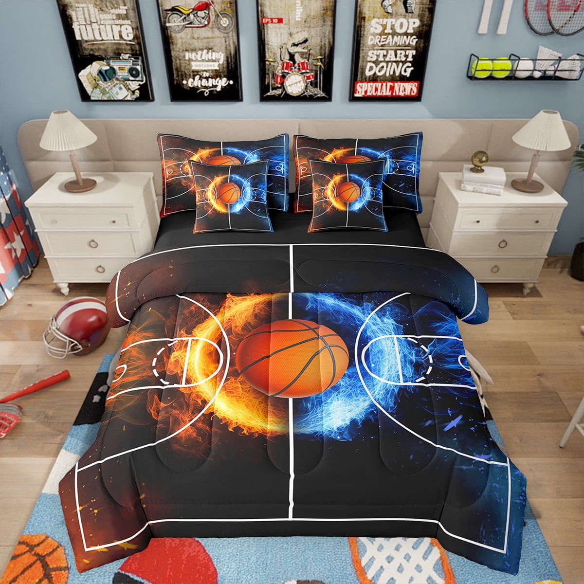 Erosebridal Basketball 7 Pieces Bedding Set Teens Sports Microfiber ...