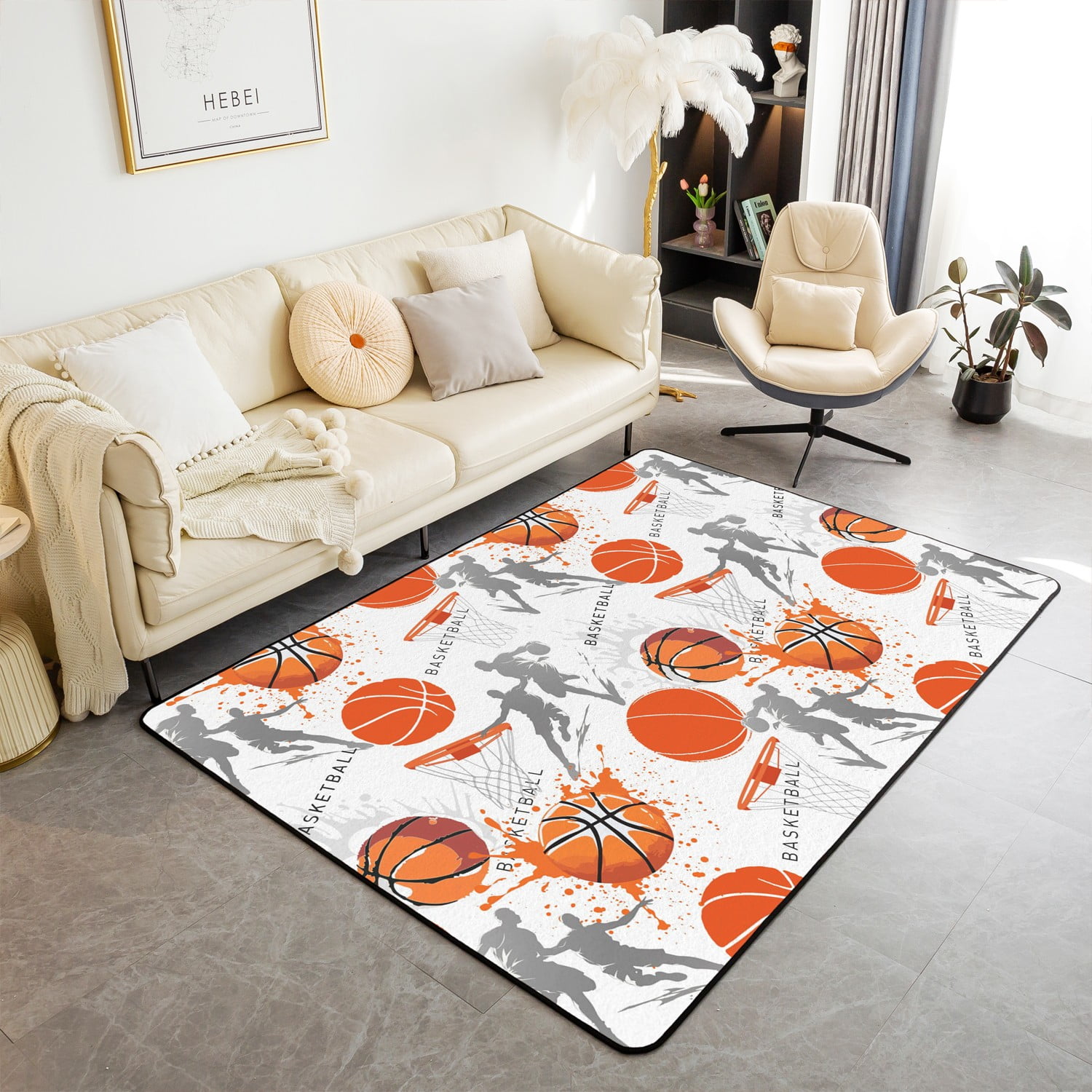Erosebridal Basketball Area Rugs For Living Room 3x5,Sport Theme ...