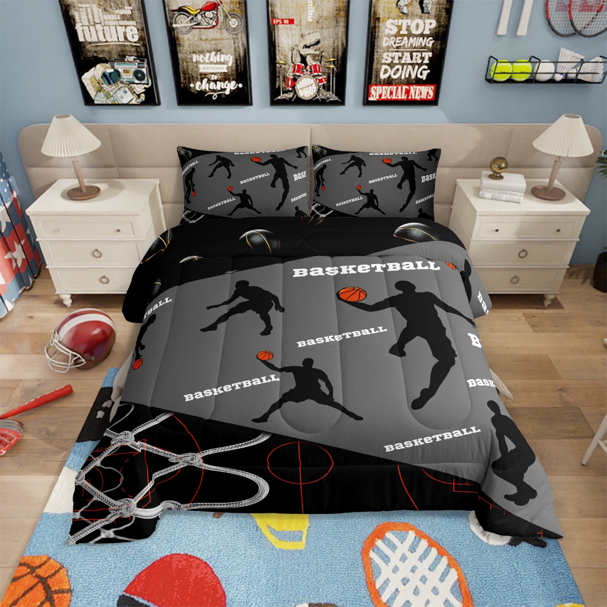 Erosebridal Basketball Bedding Set Full Sports Comforter Sets Grey ...