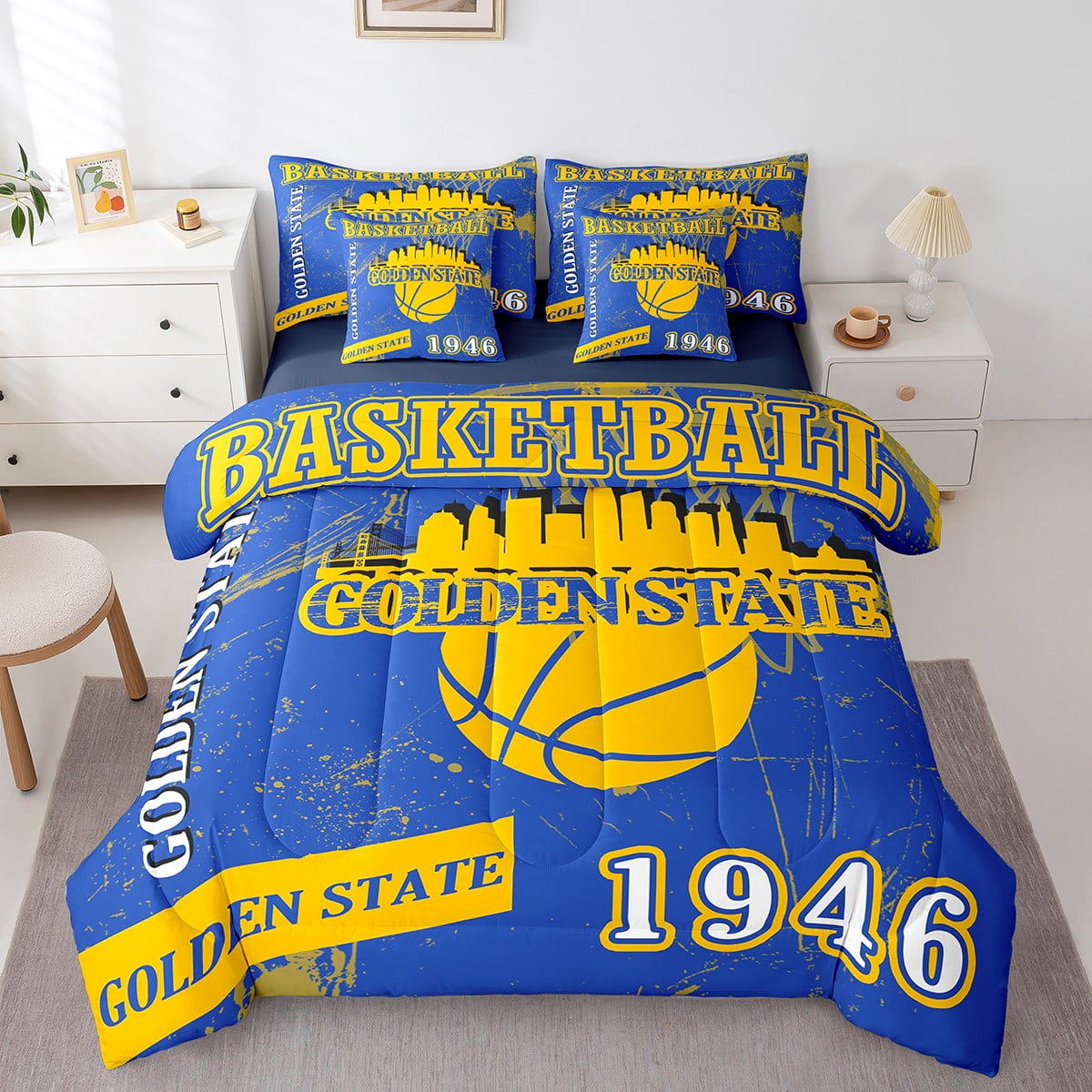 Erosebridal Basketball City Golden State Bedding Sets Twin Size,Ball ...