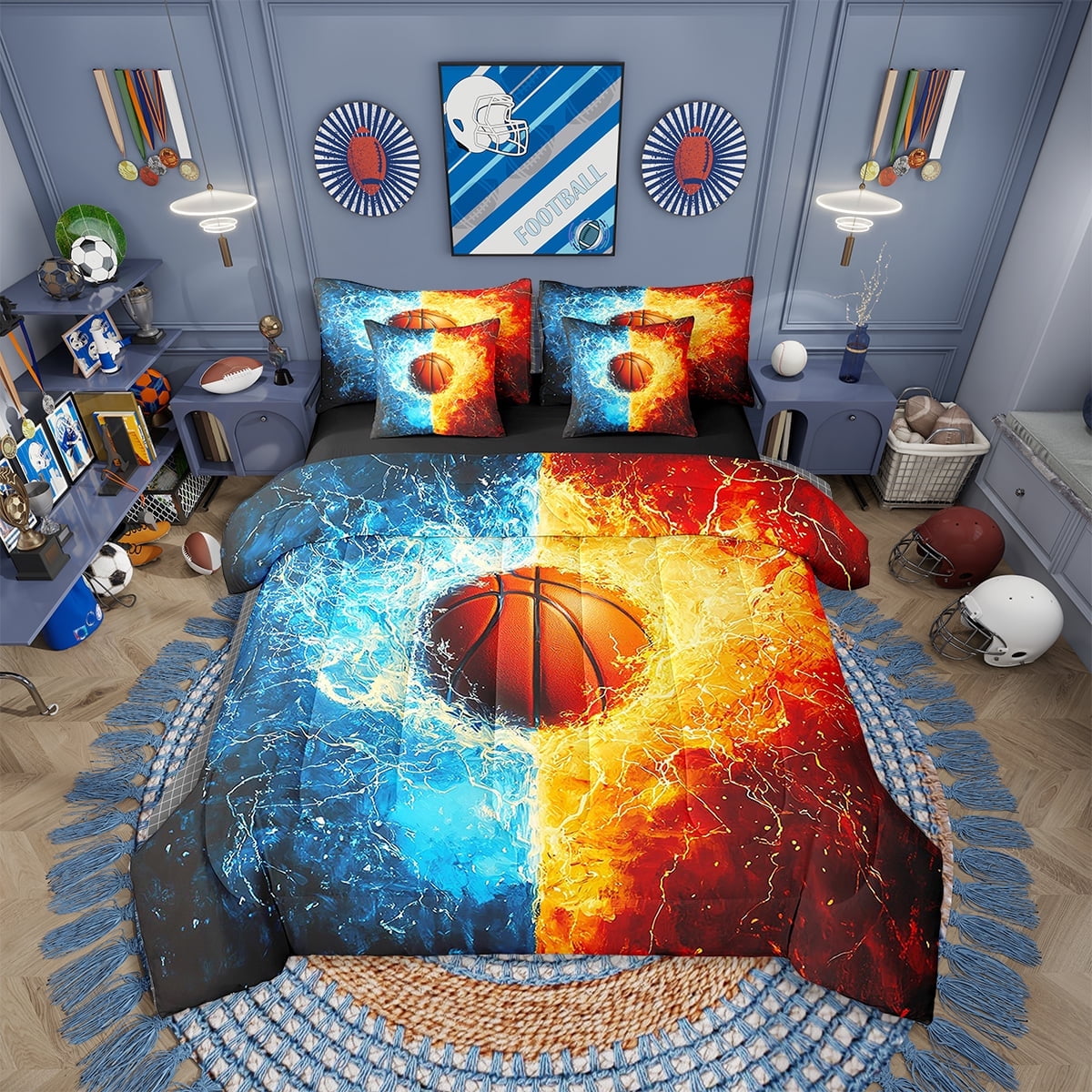 Erosebridal Basketball Comforter Set With Sheets7 piece Gaming Sports ...