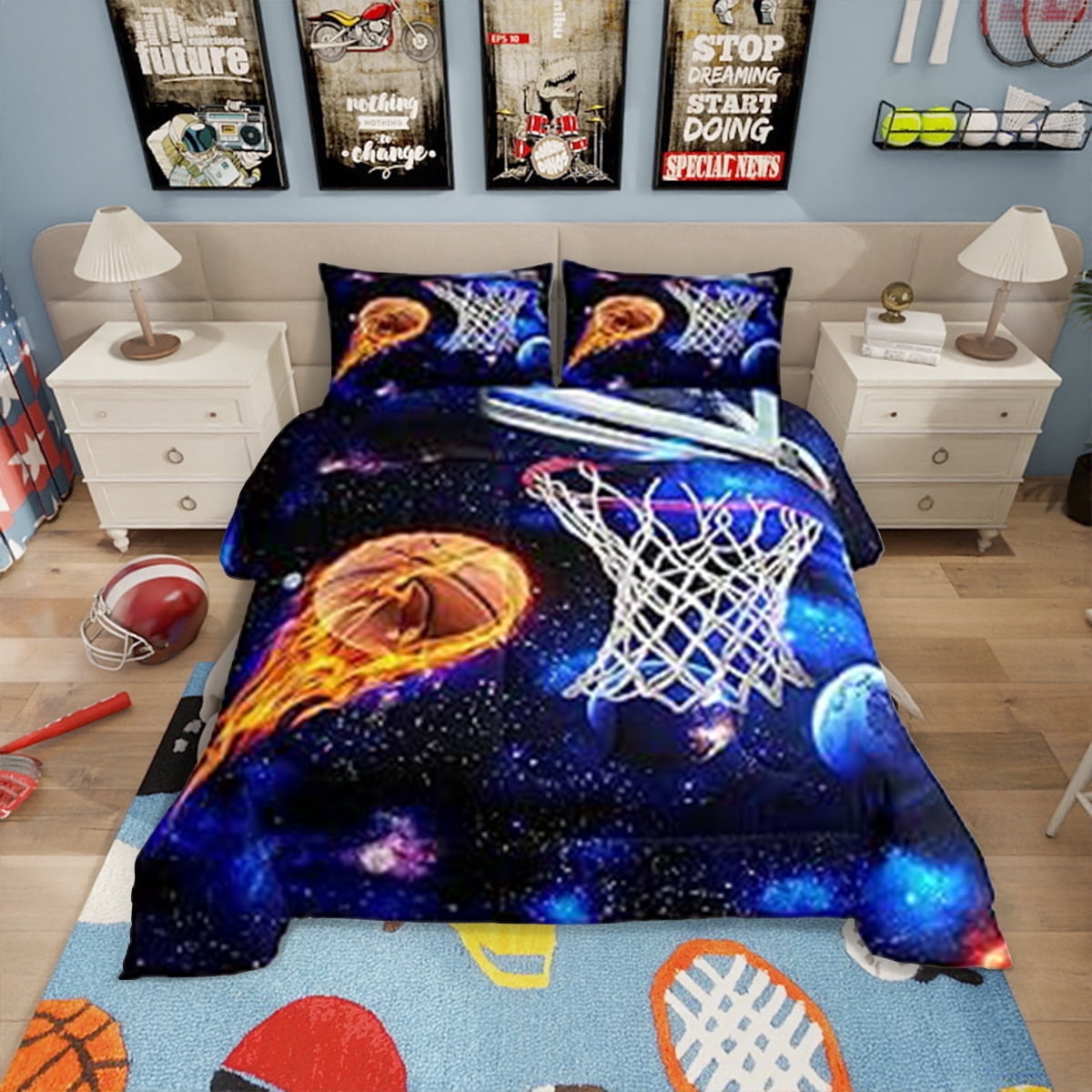 Erosebridal Basketball Comforter Set for Boys Girls Kids Teens ...