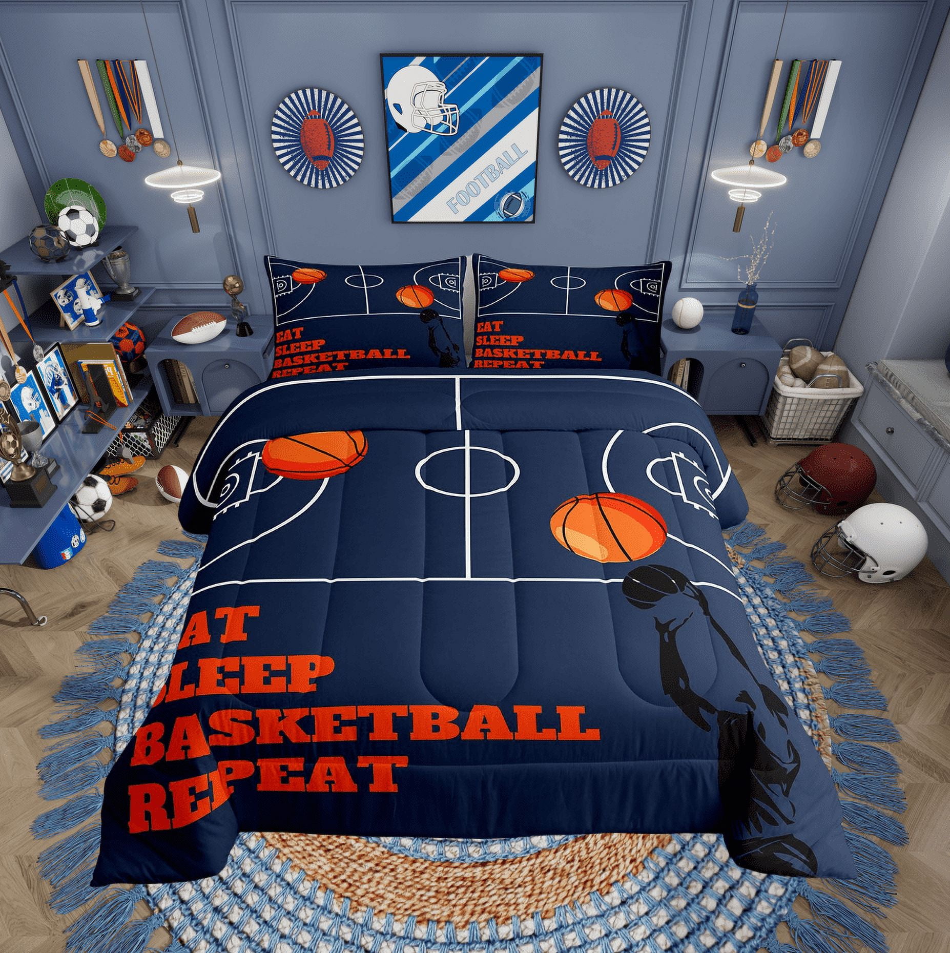 Erosebridal Basketball Comforter Sets for Teens, Orange Comforters ...