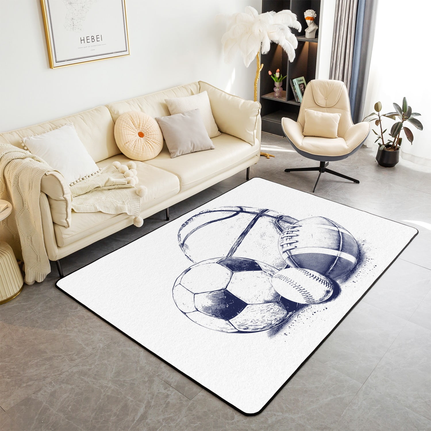 Erosebridal Basketball Football Baseball Rugs For Bedroom 5x7,Sports ...