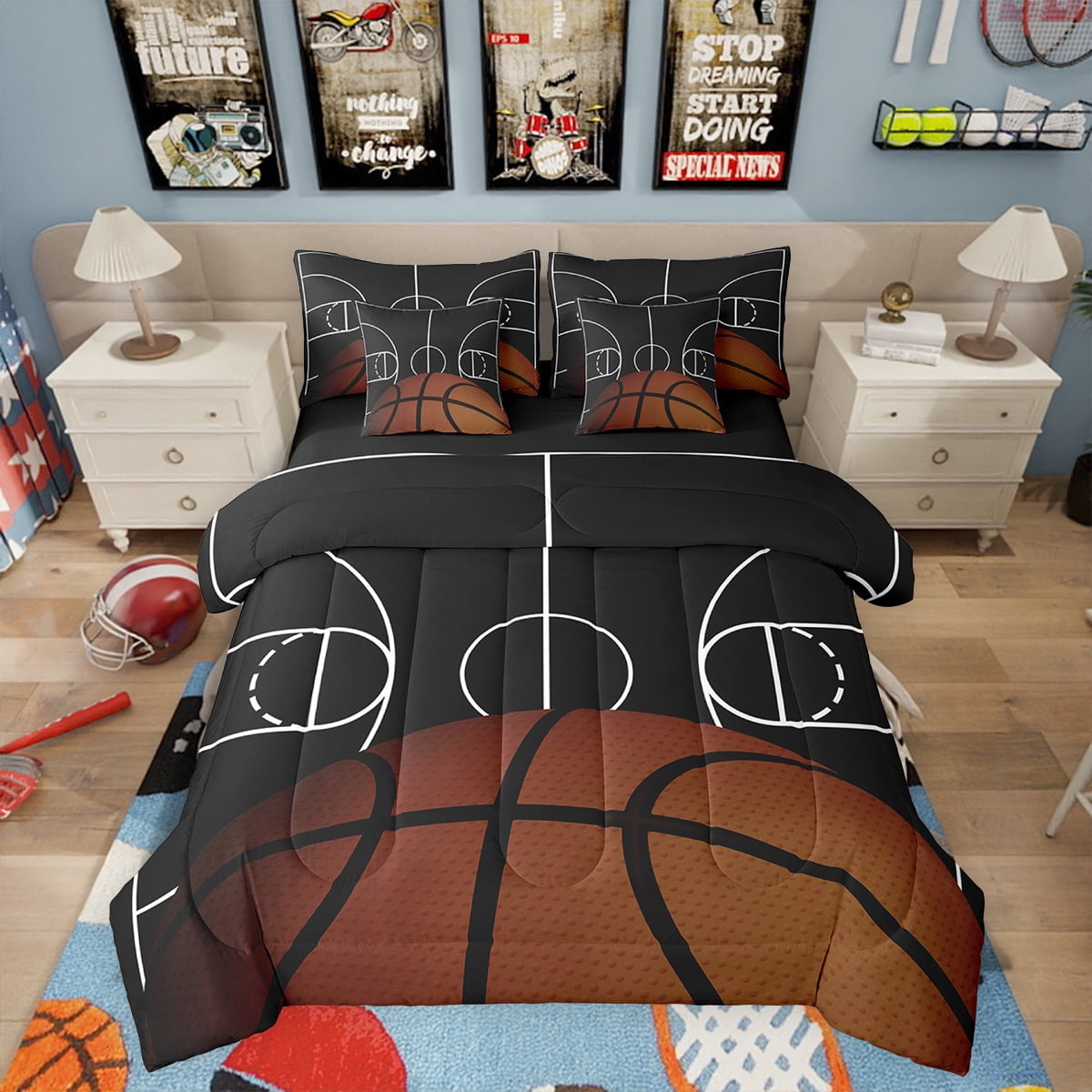 Erosebridal Basketball Full Size Bedding Set Sports Games Comforter 7 ...
