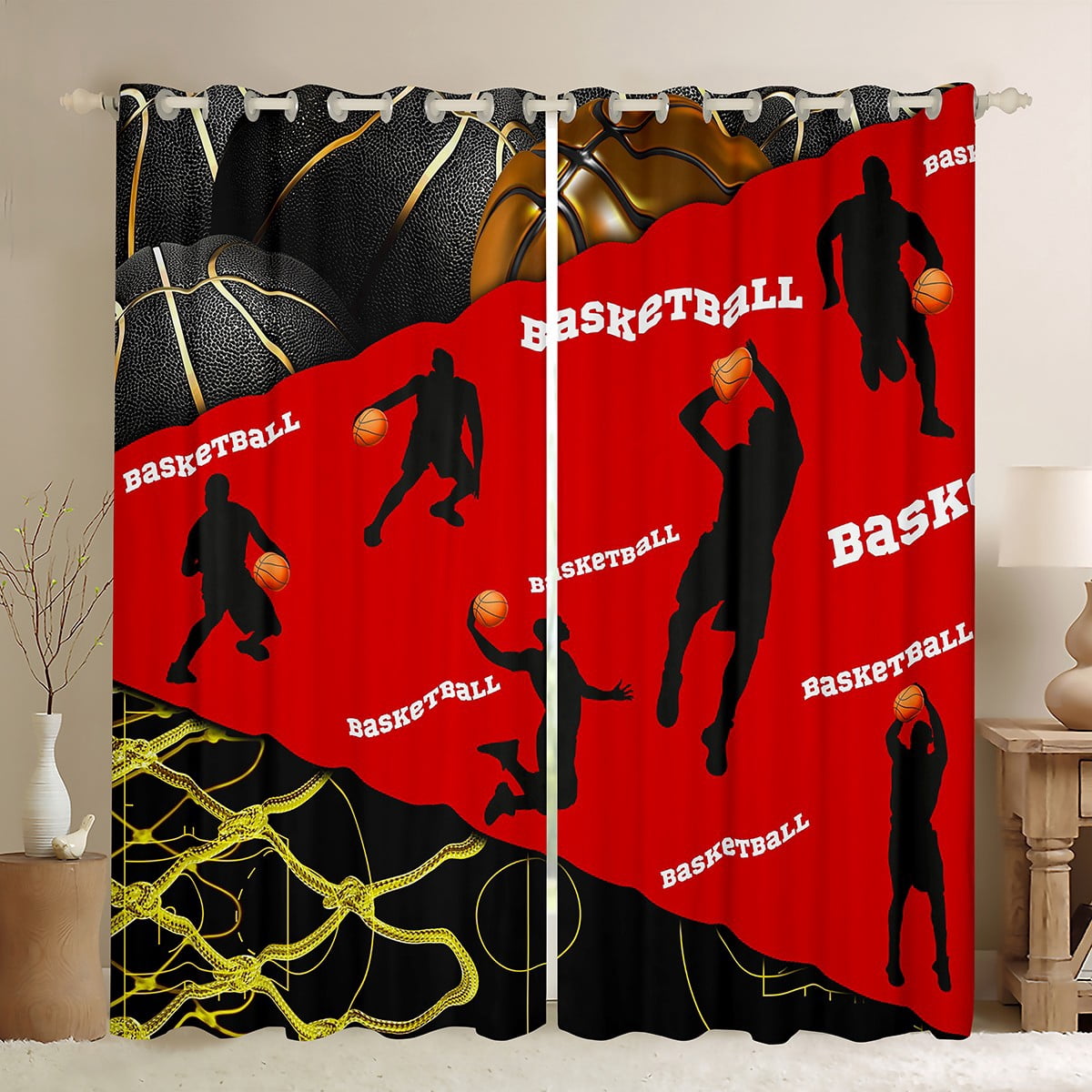 Erosebridal Basketball Player Curtains for Living Room, Ball Sports ...