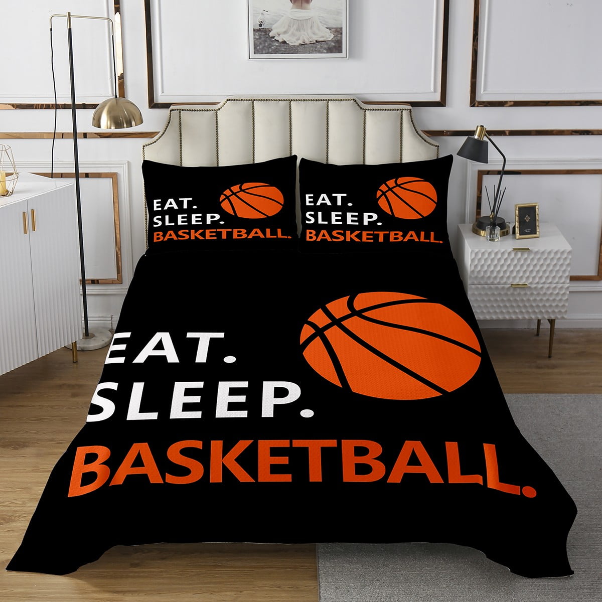 Erosebridal Basketball Print Quilt Sets for Queen Size Bed,Sport Ball ...