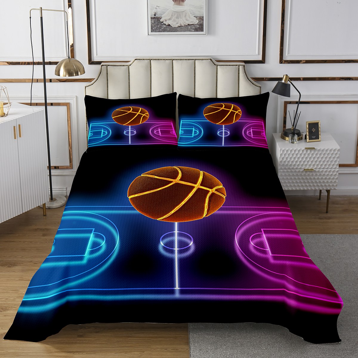 Erosebridal Basketball Quilt Sets for Queen Size Bed,Gradient ...