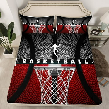 3D Basketball Bedding Comforter Sets Teens Basketball Gaming Bedding Set King Black White ...