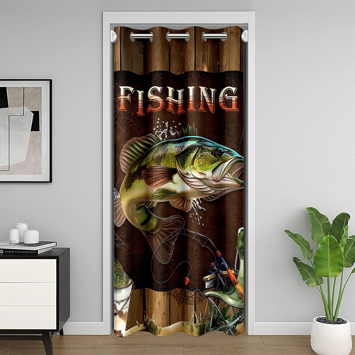 Erosebridal Bass Fish Door Curtain For Doorways 42x80,Fishing And ...