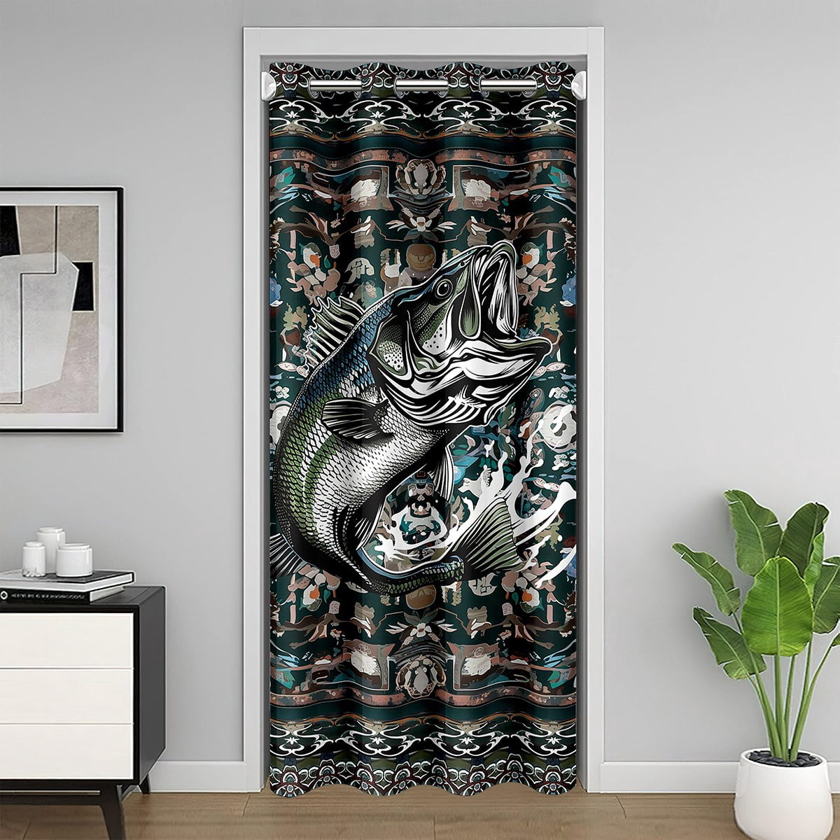 Erosebridal Bass Fish Door Curtain For Doorways 80"x59",Fishing ...