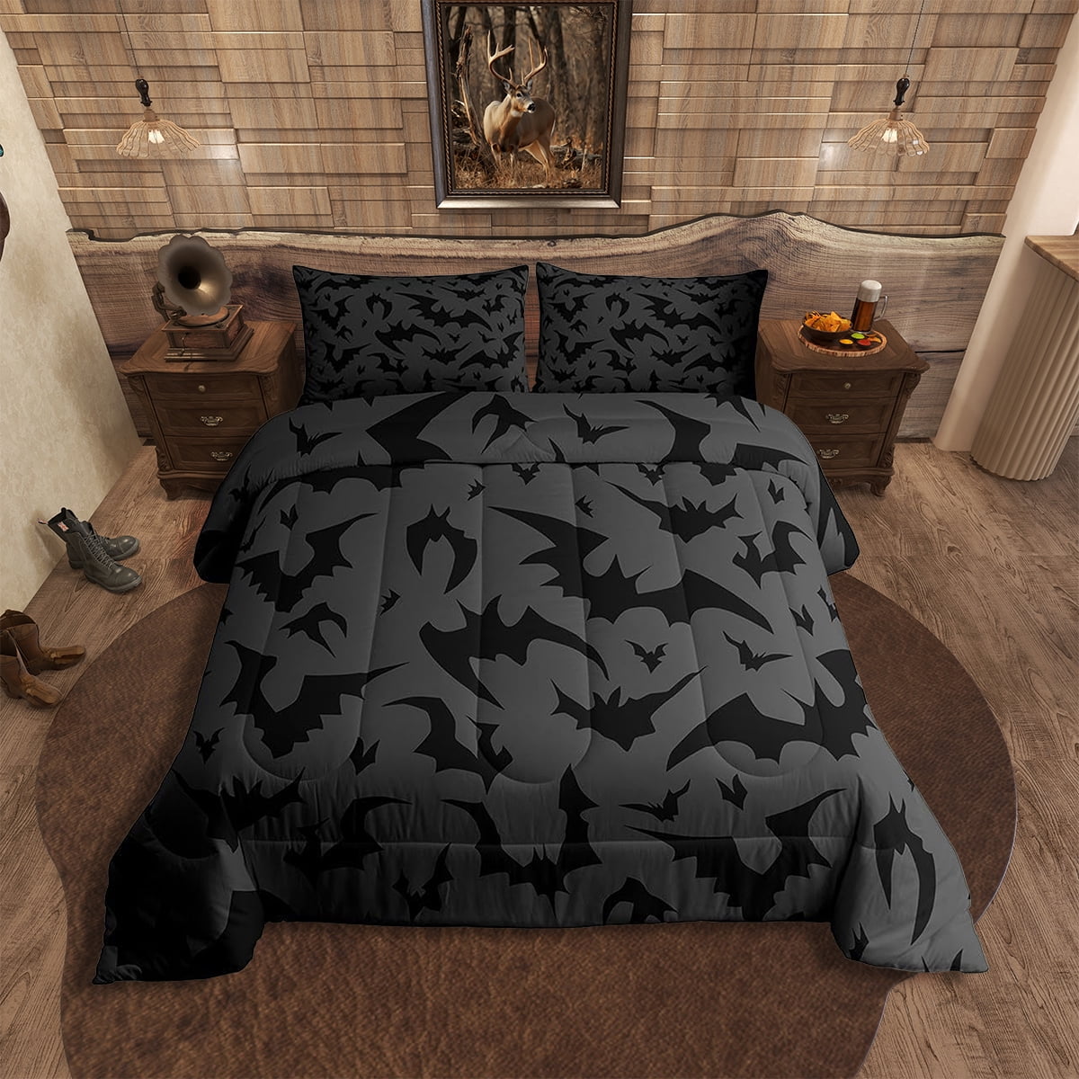 Erosebridal Bats Pattern Full Size Comforter Set,Night Bedding Set for ...