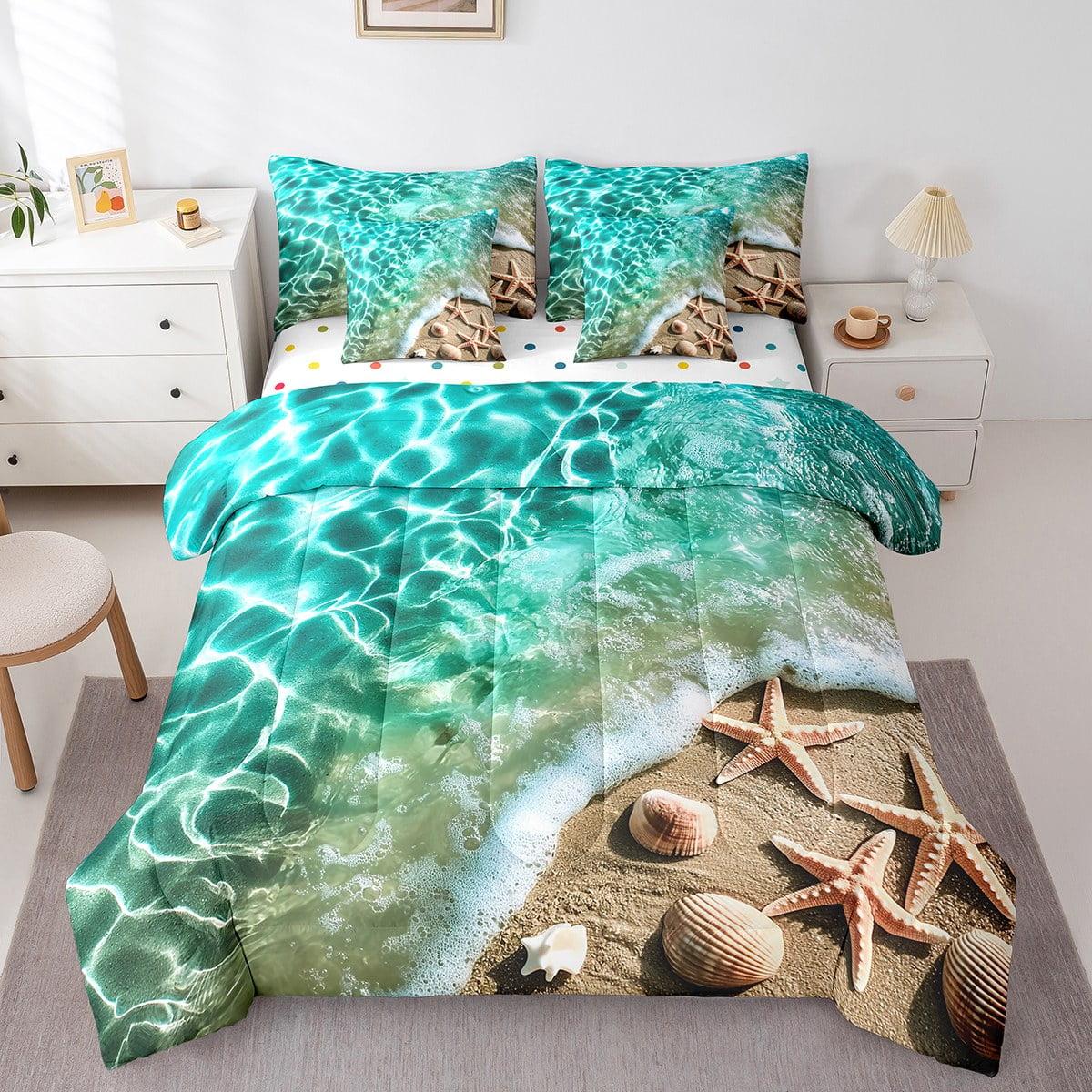 Erosebridal Beach Starfish Sea Shell Bedding Sets Full Size, Summer ...