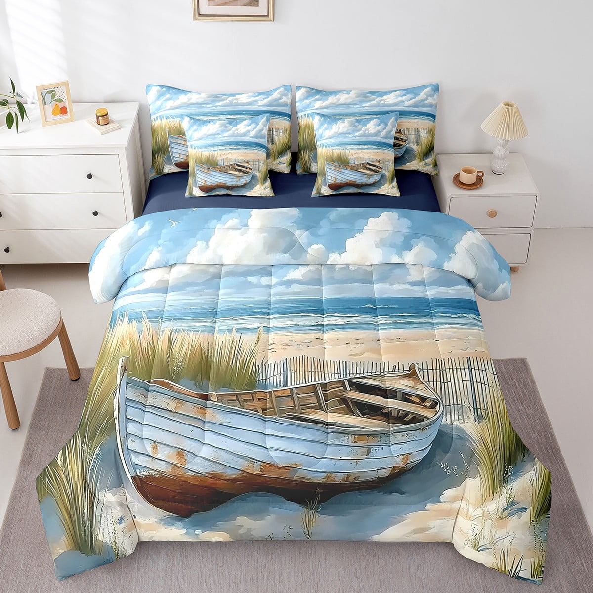 Erosebridal Beach Theme Bedding Queen Size, Coastal Lodge Cabin Bed in ...