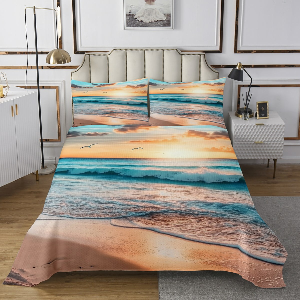 Erosebridal Beach Theme Bedspread Twin Size Hawaiian Beach Ocean Waves ...
