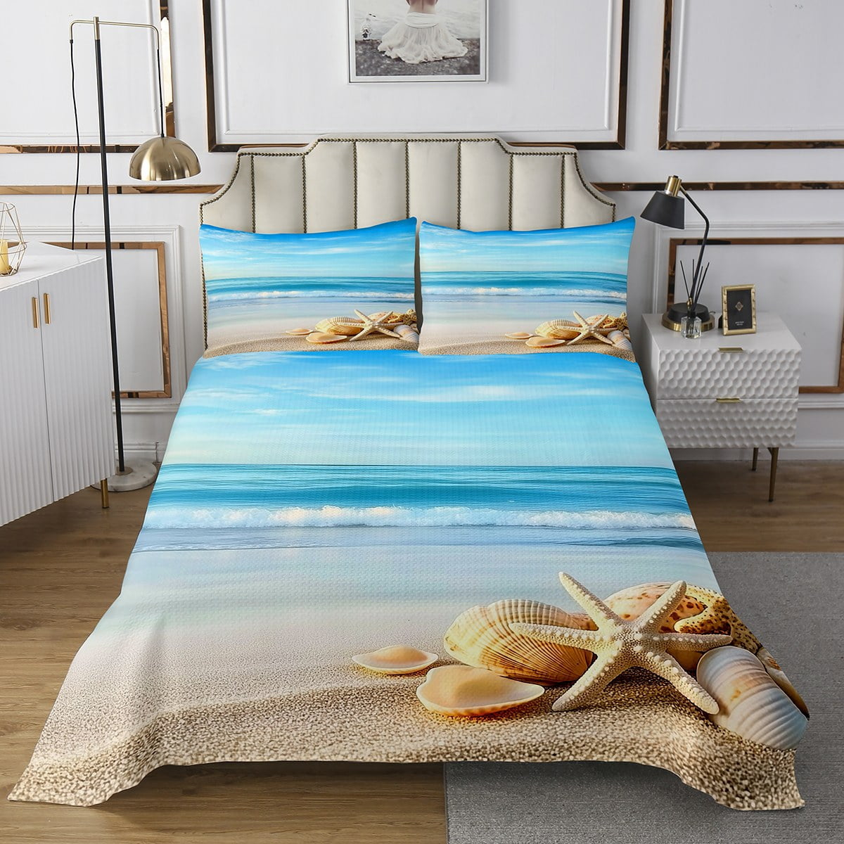 Erosebridal Beach Theme Bedspread Twin Size Starfish Seashell Conch ...