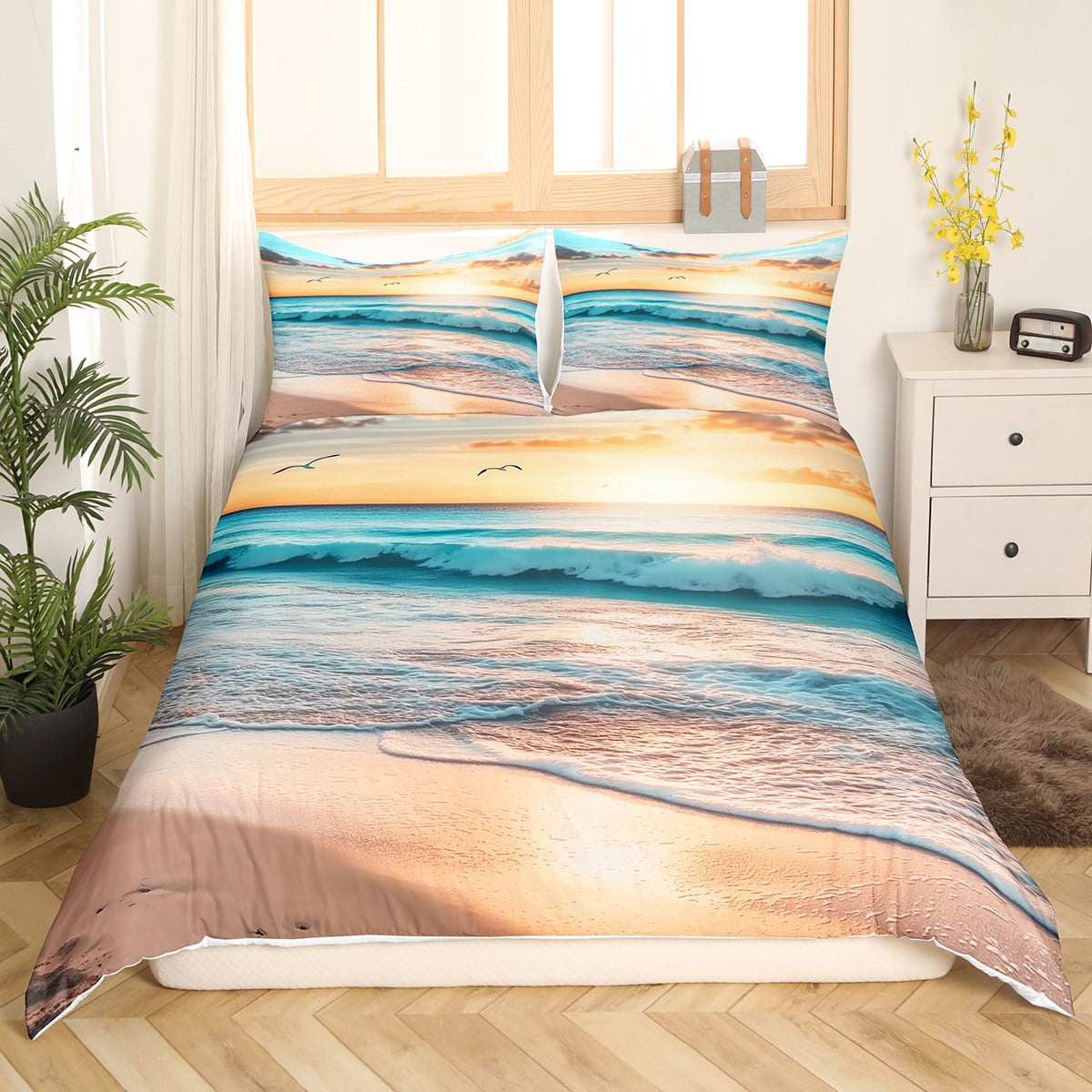 Erosebridal Beach Theme Duvet Cover Twin Size Hawaiian Beach Ocean ...
