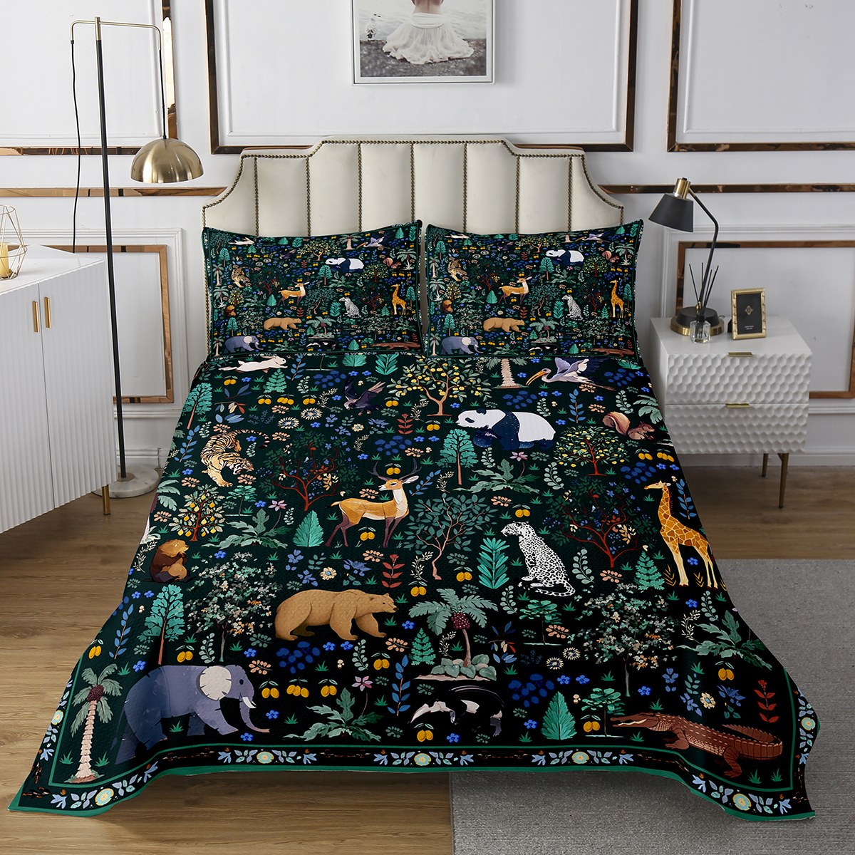 Erosebridal Bear Leopard Coverlet Set King,Elephant Deer Skunk Bedding ...
