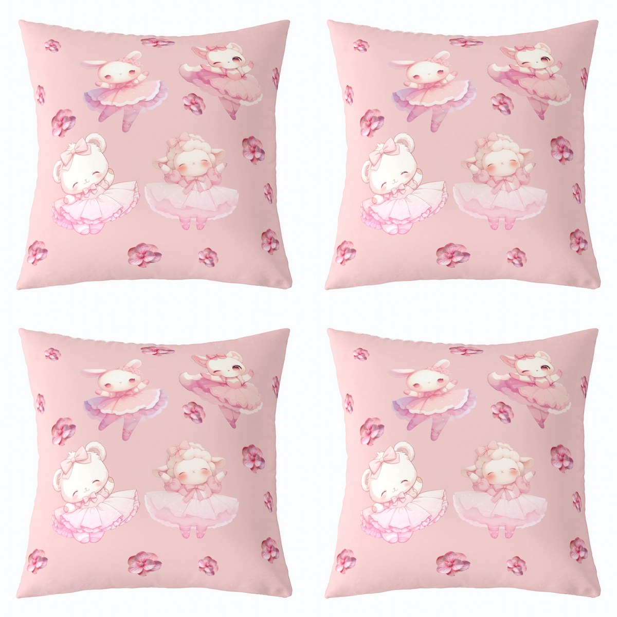 Erosebridal Bear Sheep Rabbit Cushion Covers for Sofa Set of 4,Pink ...
