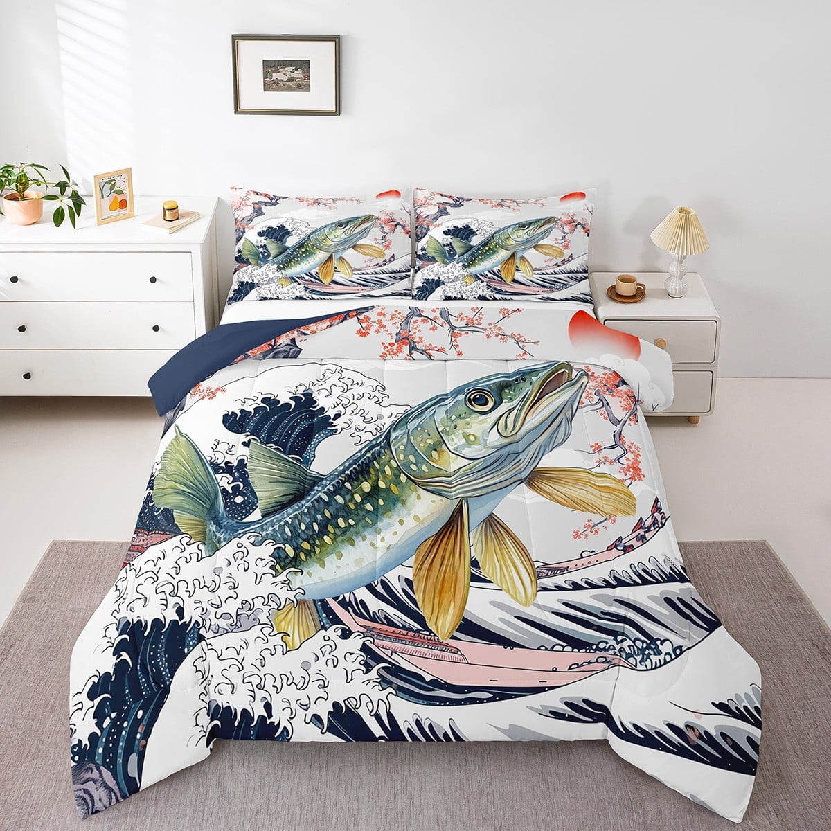 Erosebridal Big Pike Fish Twin Bedding Sets Japanese Style Comforter ...
