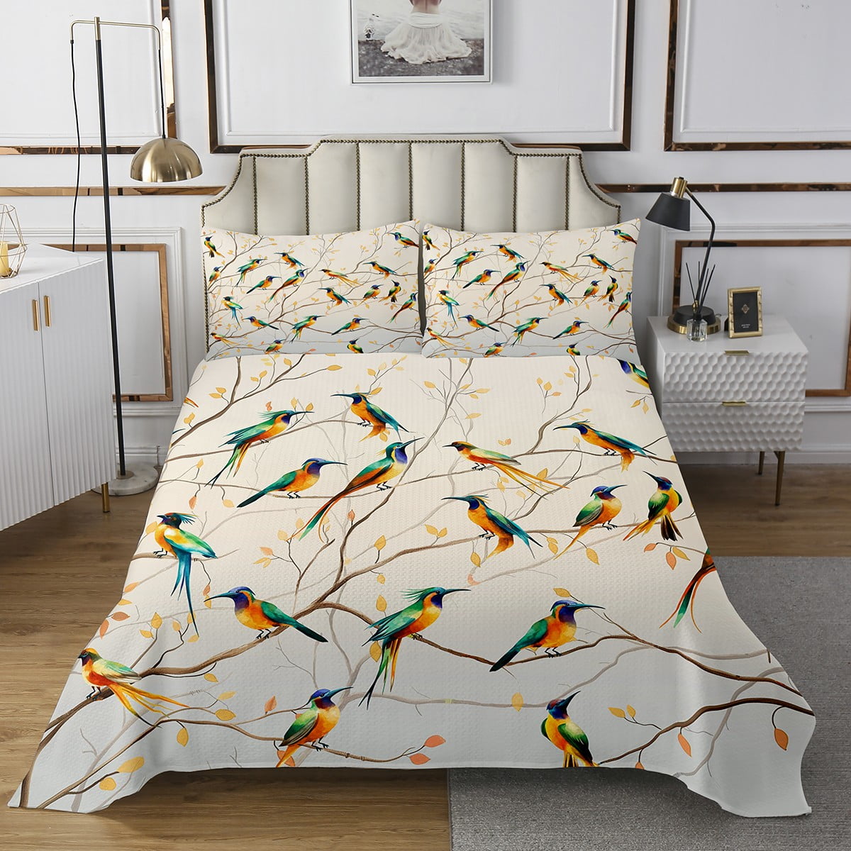 Erosebridal Bird Kingfisher Bedspread Sets Queen Size, Wild Animal Bed ...