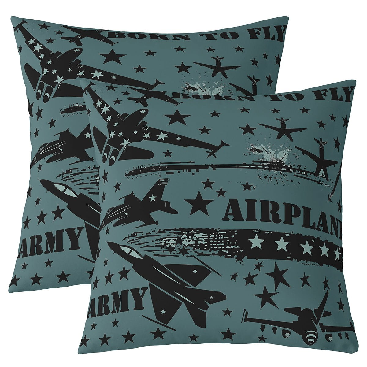 Erosebridal Black Airplane Cushion Covers for Sofa Set of 2,Gradient ...