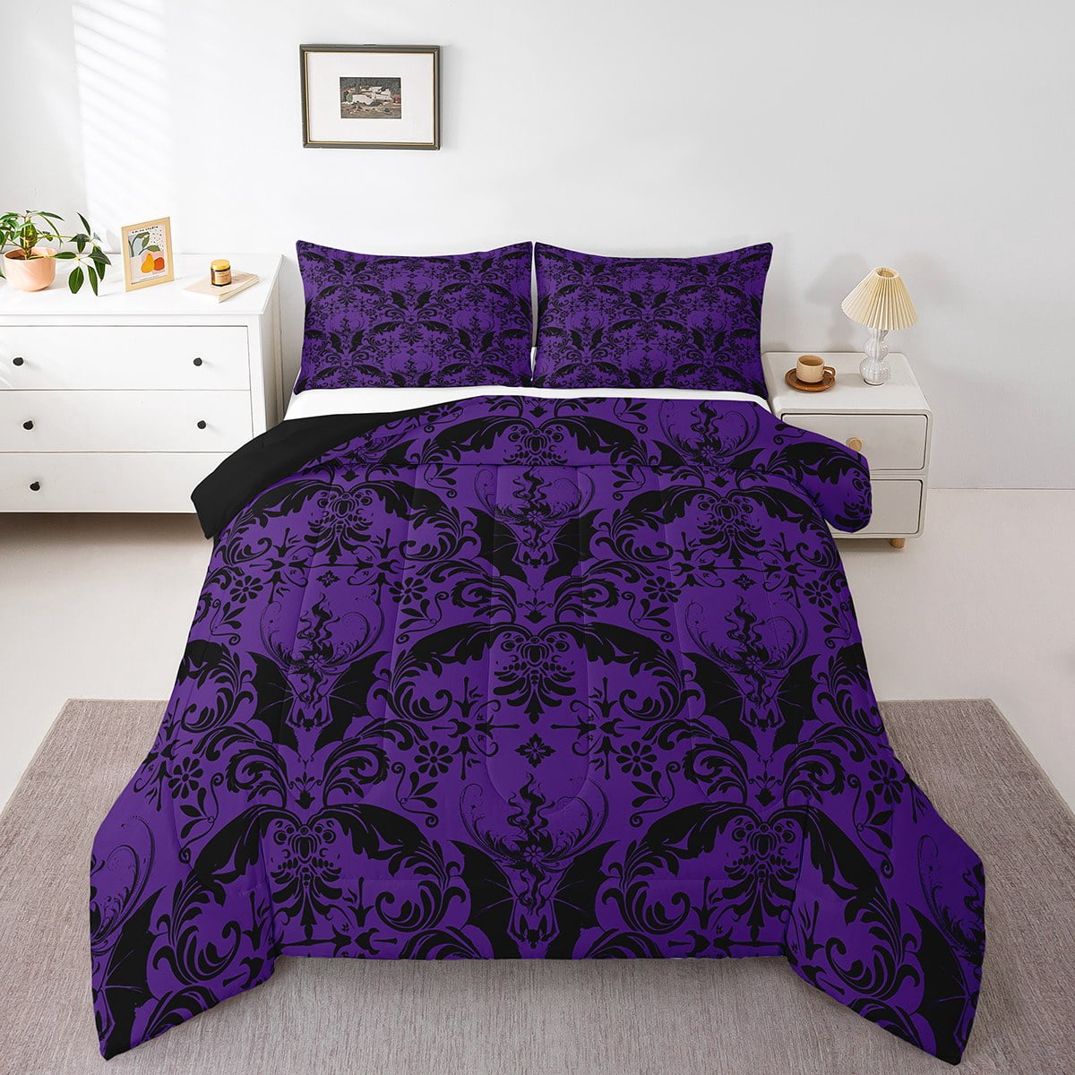 Erosebridal Black Bat Bedding Sets Full with Comforter,Bohemian Paisley ...
