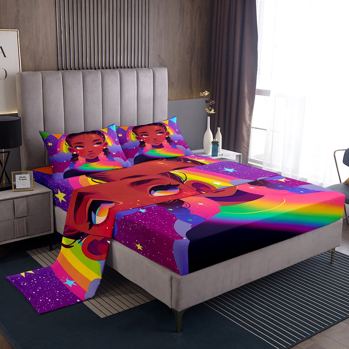 Erosebridal Black Bed Sheets Set Twin Princess Sheet Set For Teens ...