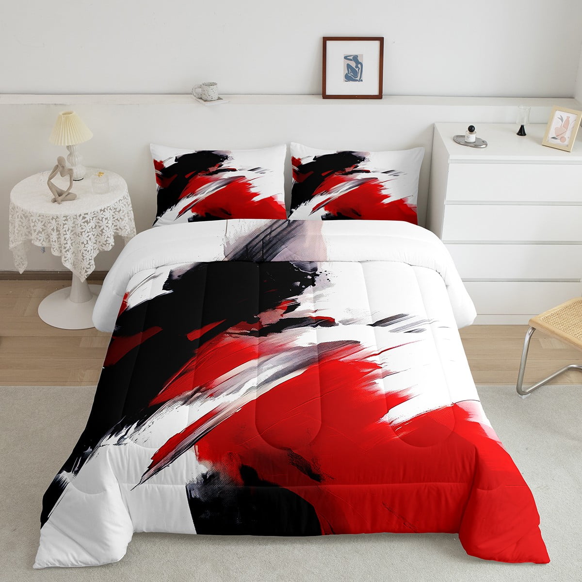 Erosebridal Black Red White Bedding Sets Queen with Comforter ...