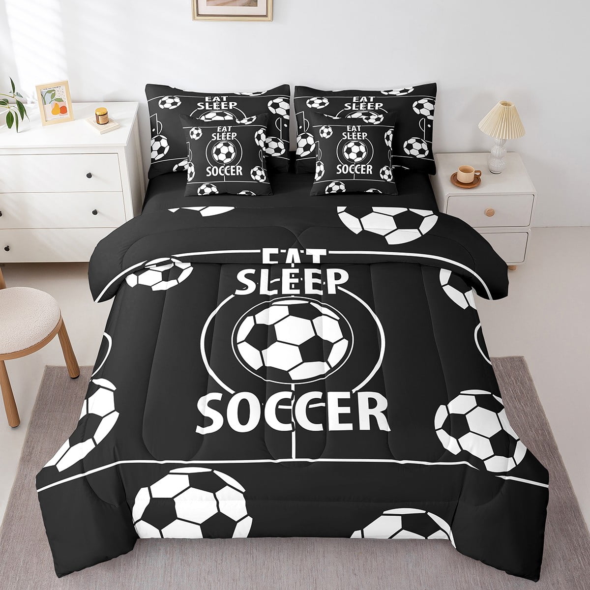 Erosebridal Black Soccer Bed in a Bag King size, American Football Bed ...