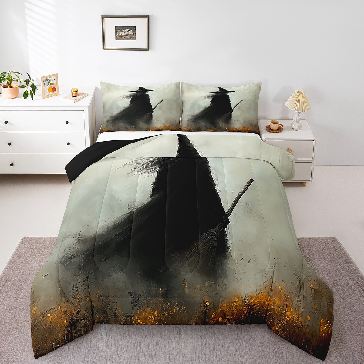Erosebridal Black Witch Comforter Sets King Size, Rustic Street Bedding ...