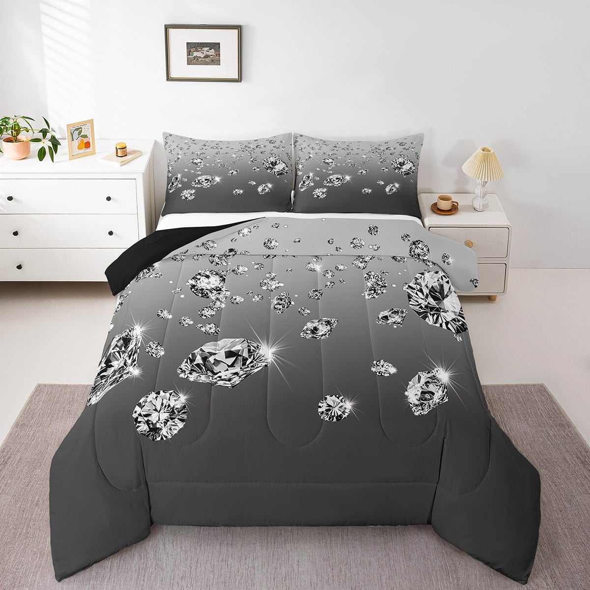 Erosebridal Bling Diamond Bedding Sets Full with Comforter,Gradient ...
