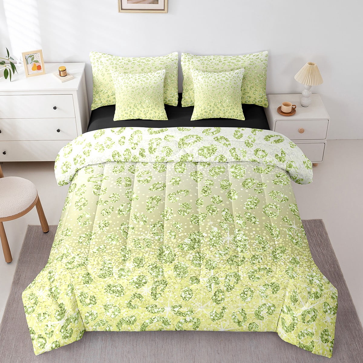 Erosebridal Bling Print Bed in a Bag King Size,Absrtact Leopard Print ...