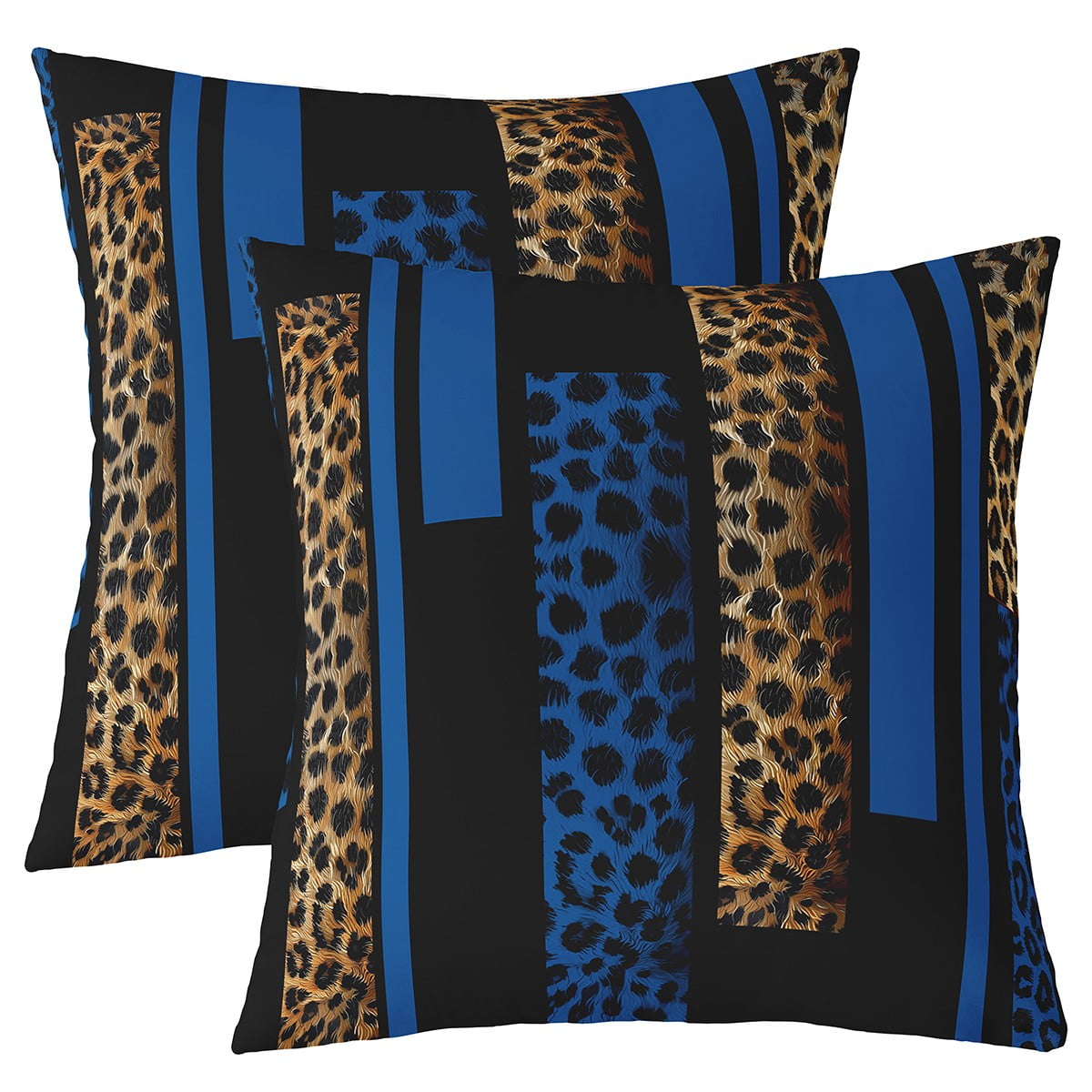Erosebridal Blue Cheetah Print Pillow Cases Set of 2,Animal Print ...