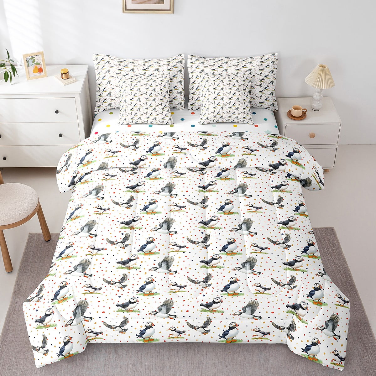 Erosebridal Cartoon Birds Bedding Sets Full Size, Wildlife Comforter ...