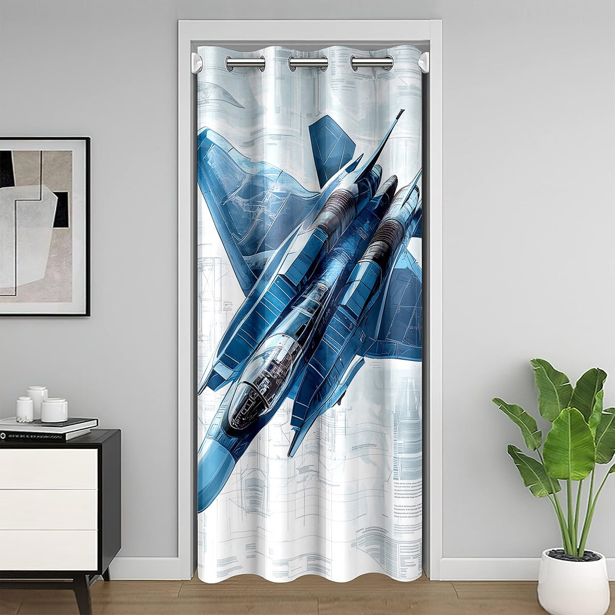 Erosebridal Blue Fighter Plane Door Curtain Panel 34x80 , Aircraft ...