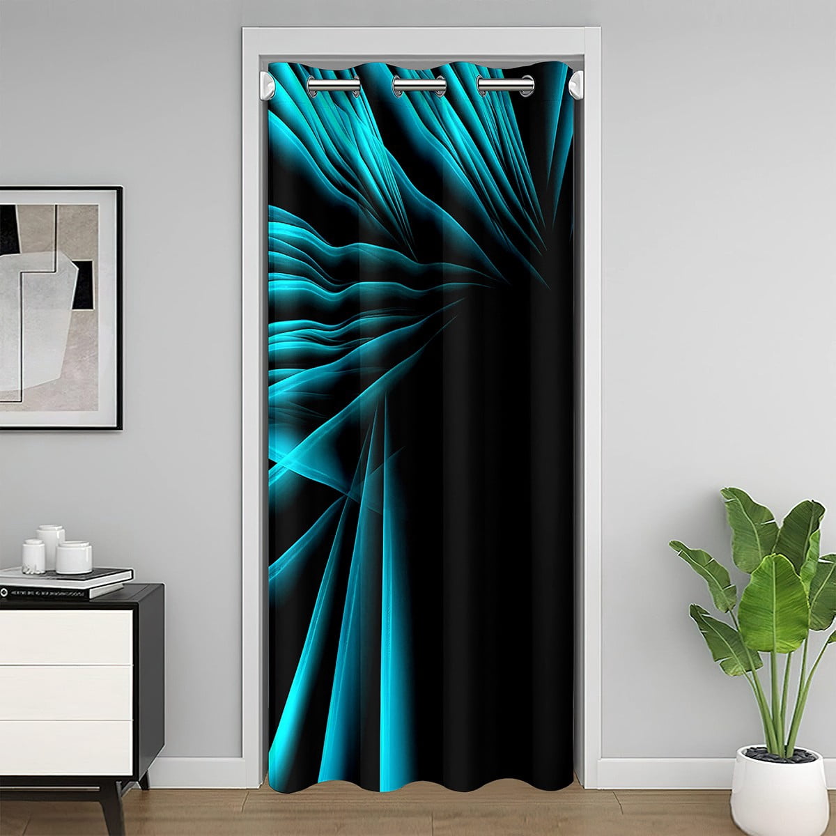 Erosebridal Blue Geometry Door Curtain For Door Window 52x84, Neon ...