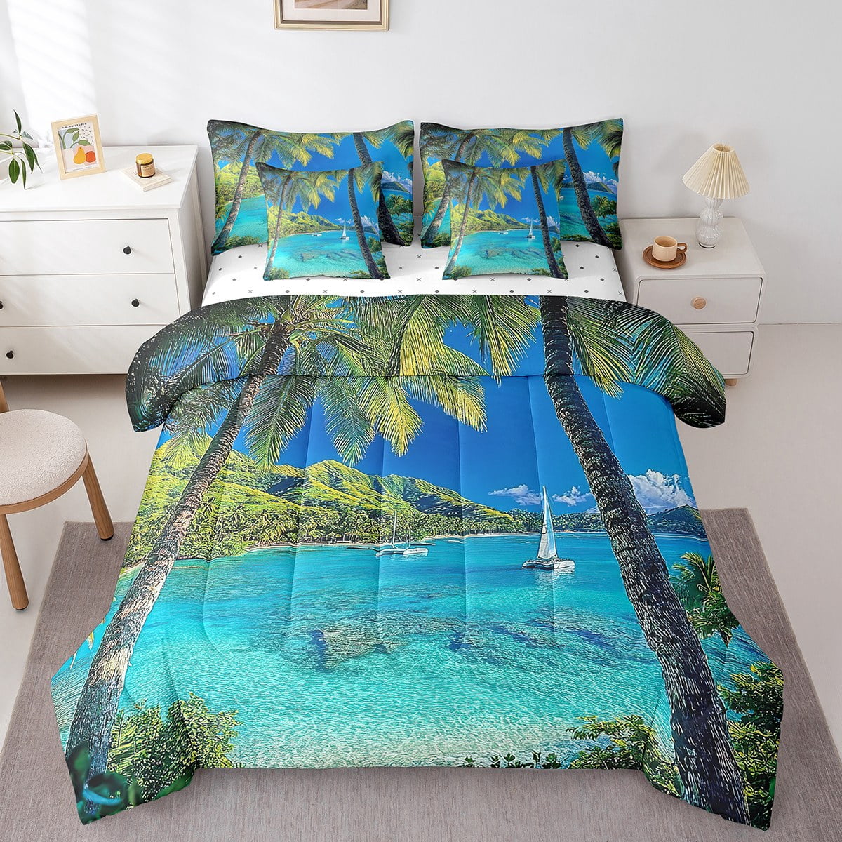 Erosebridal Blue Hawaiian Beach Bed in a Bag Full size,Summer Holiday ...