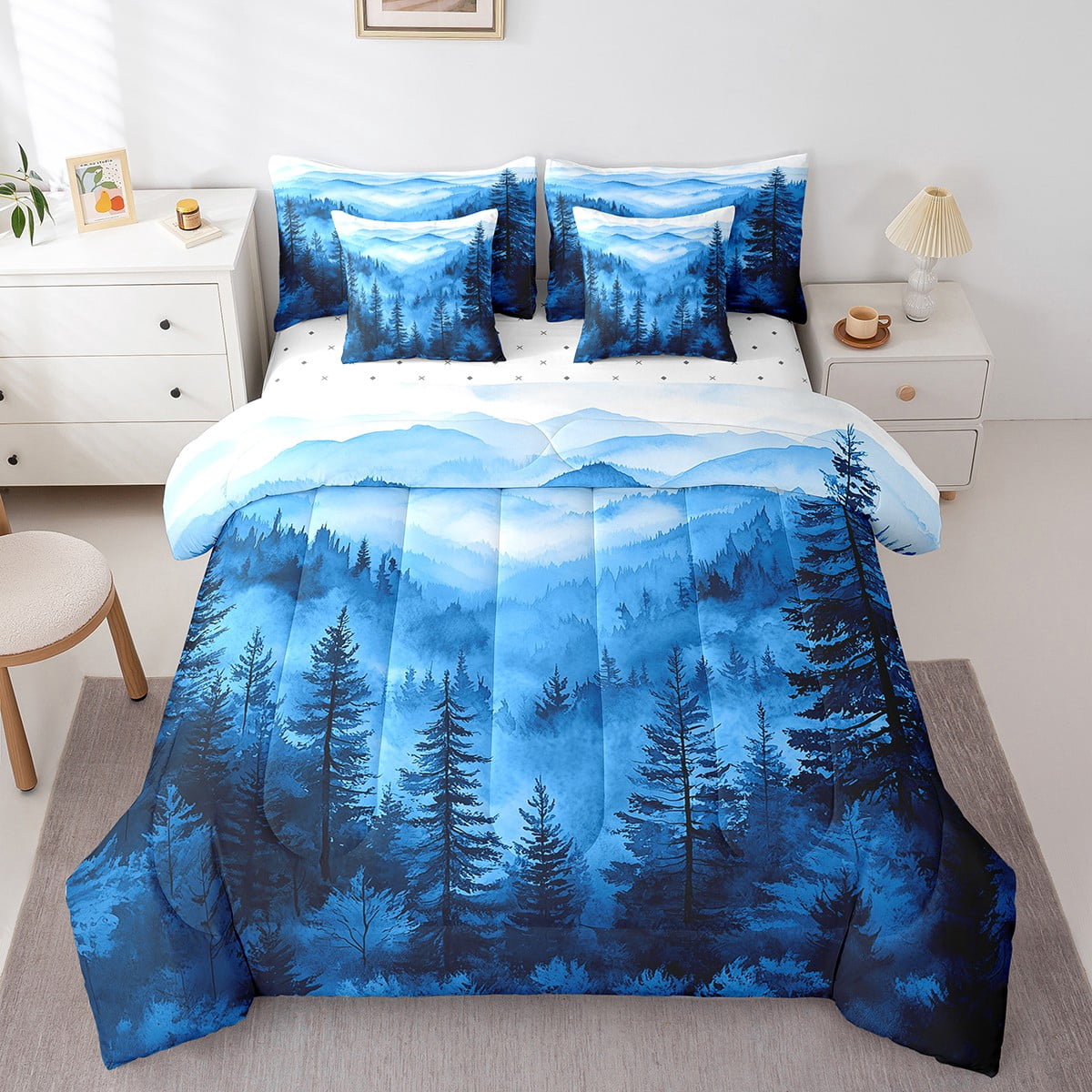 Erosebridal Blue Jungle Bedding Sets Twin Size,Tree Woodland Comforter ...