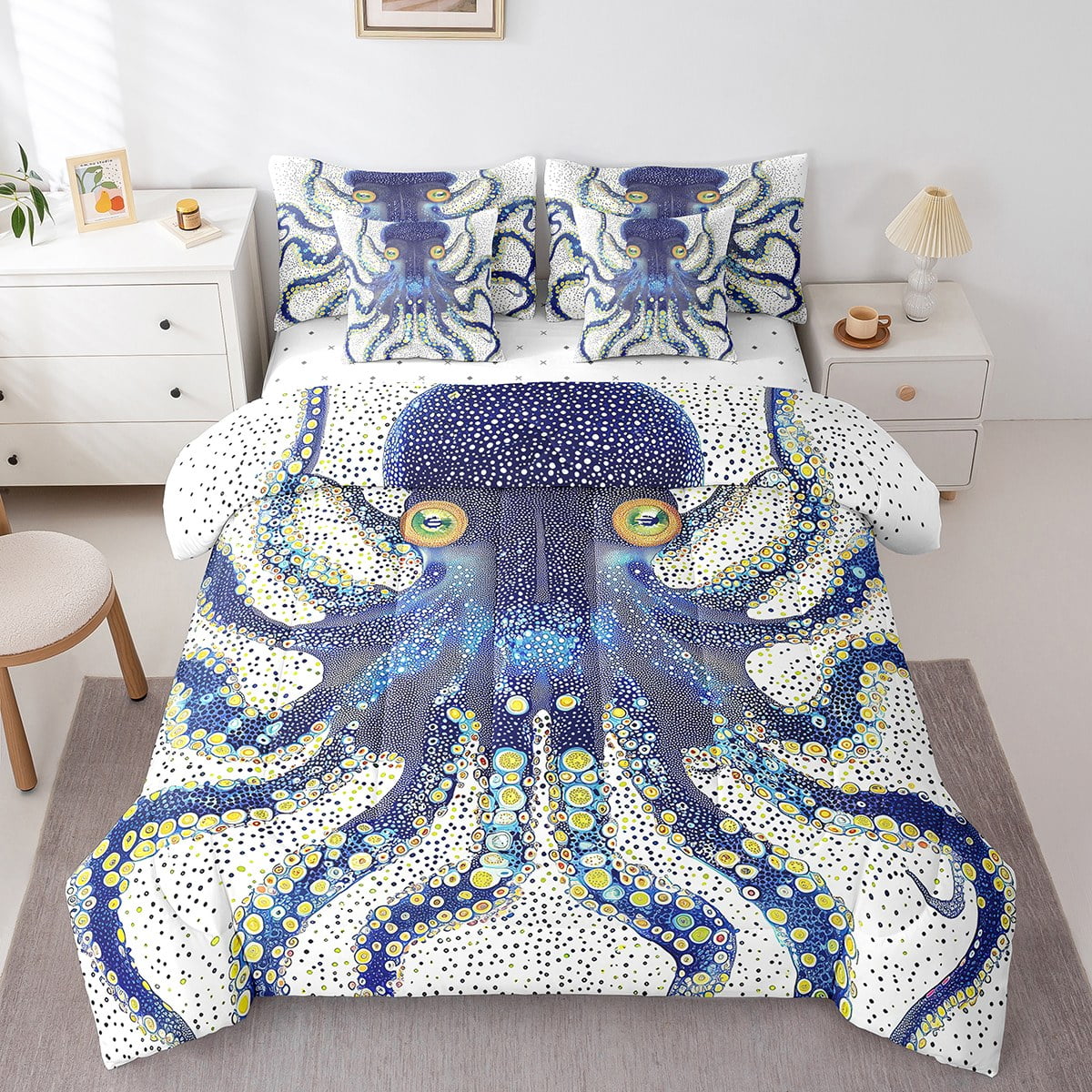 Erosebridal Blue Octopus Bedding Twin Size, Marine Sealife Bedding ...